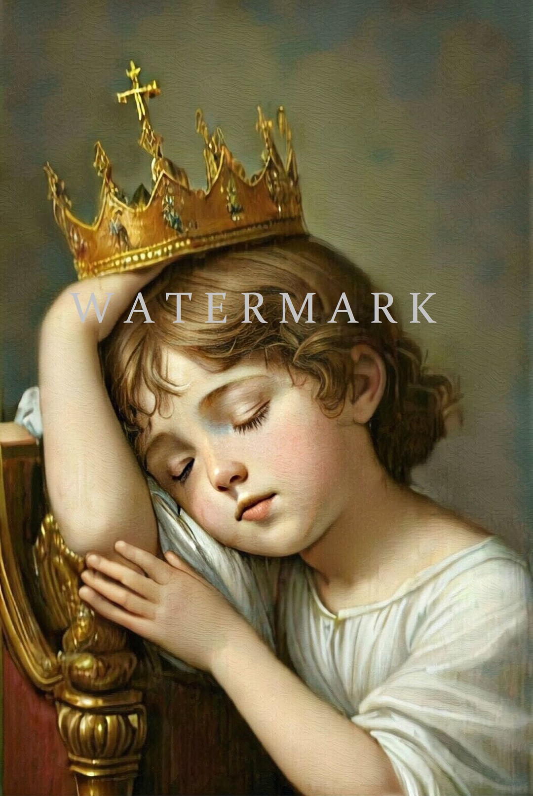 Divine Child King Jesus Sleeping on His Heavenly Throne Custom Digital ...