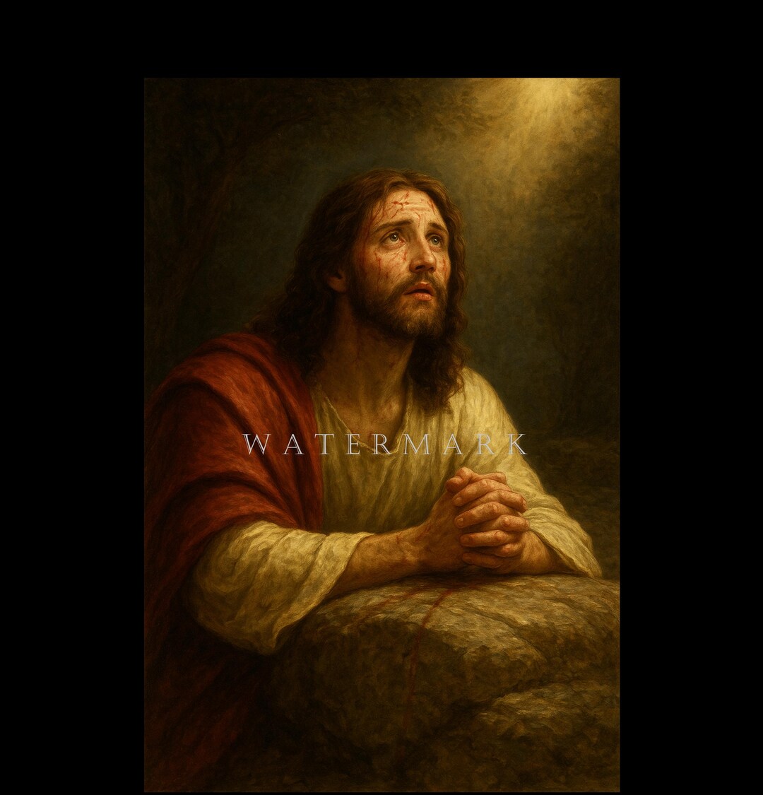 Jesus Sweating Blood During the Agony in the Garden Custom Digital Oil ...