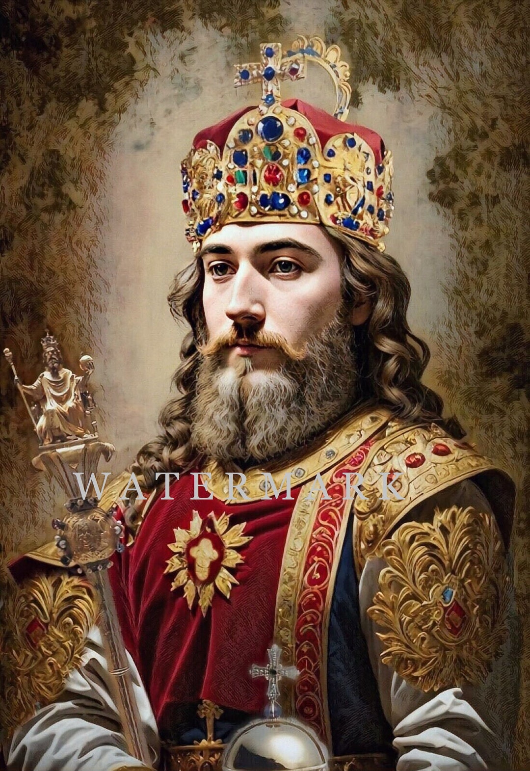 Blessed Emperor Charlemagne of France Custom Digital Oil Painting ...