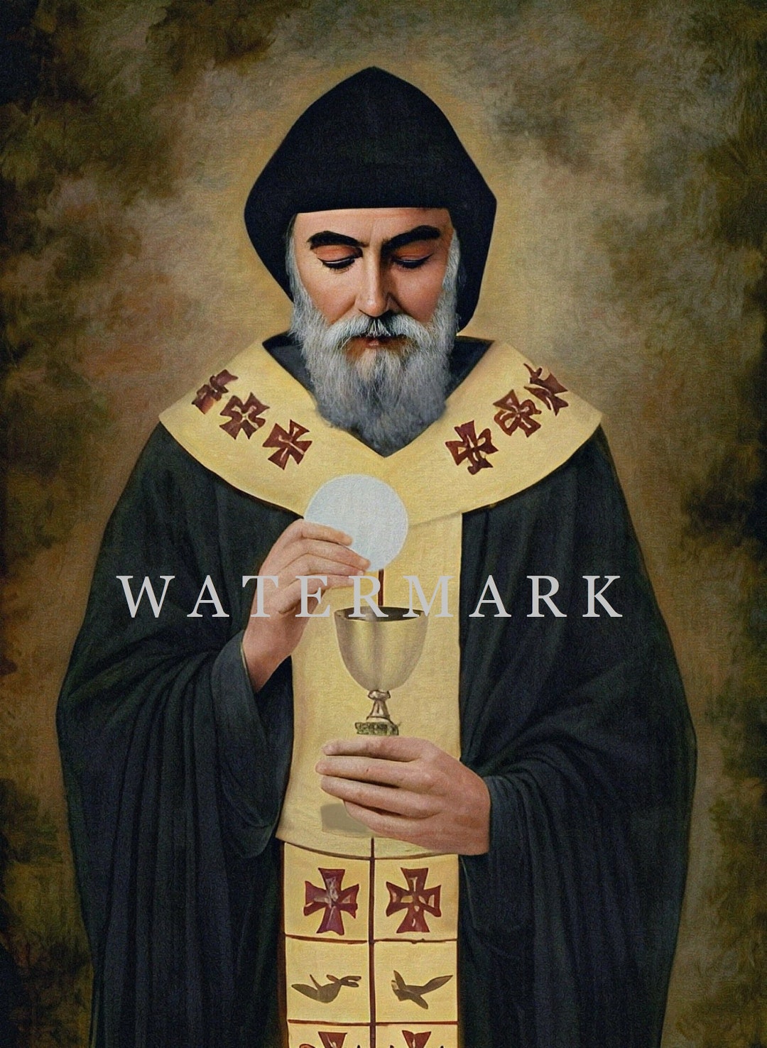 St. Charbel Makhlouf Custom Digital Oil Painting DIGITAL DOWNLOAD - Etsy