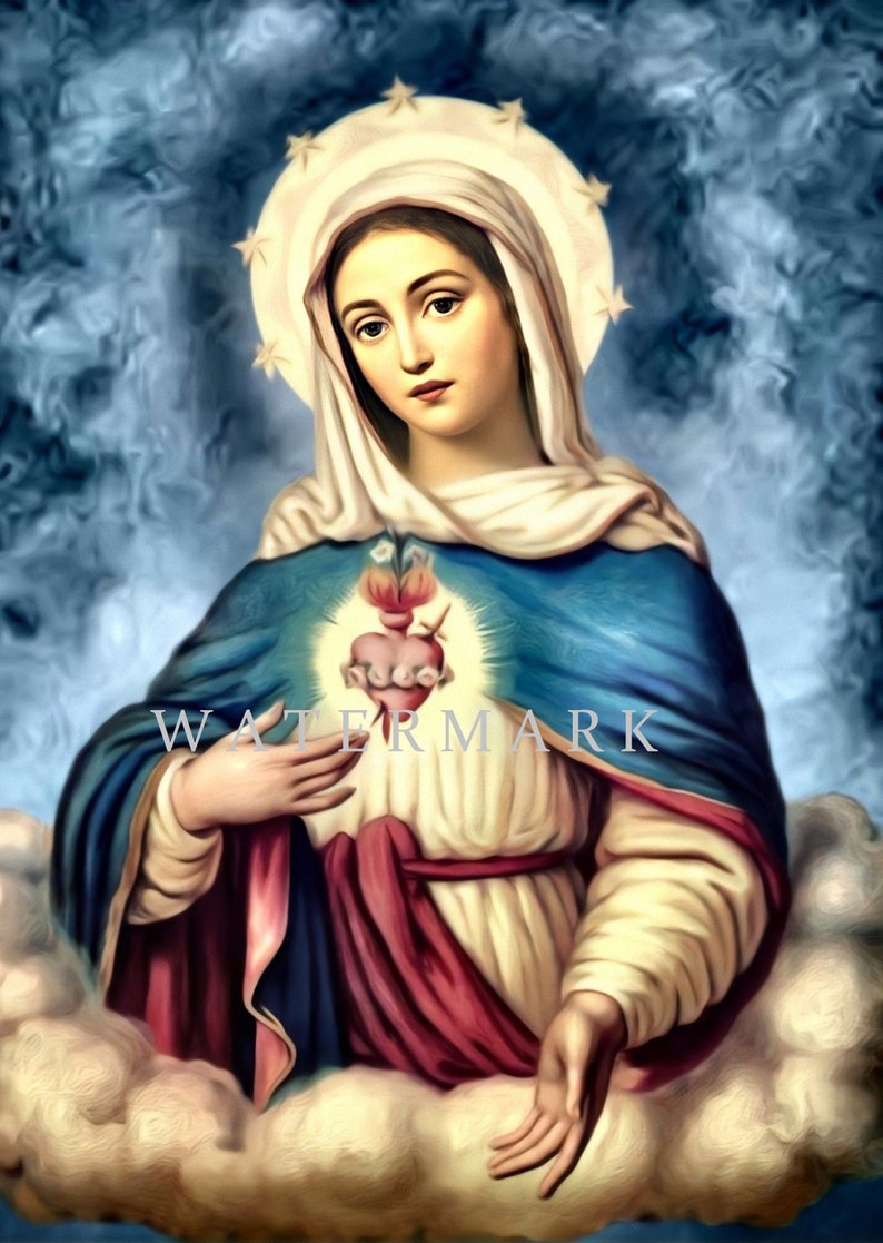The Immaculate Heart of Mary Custom Digital Oil Painting DIGITAL ...