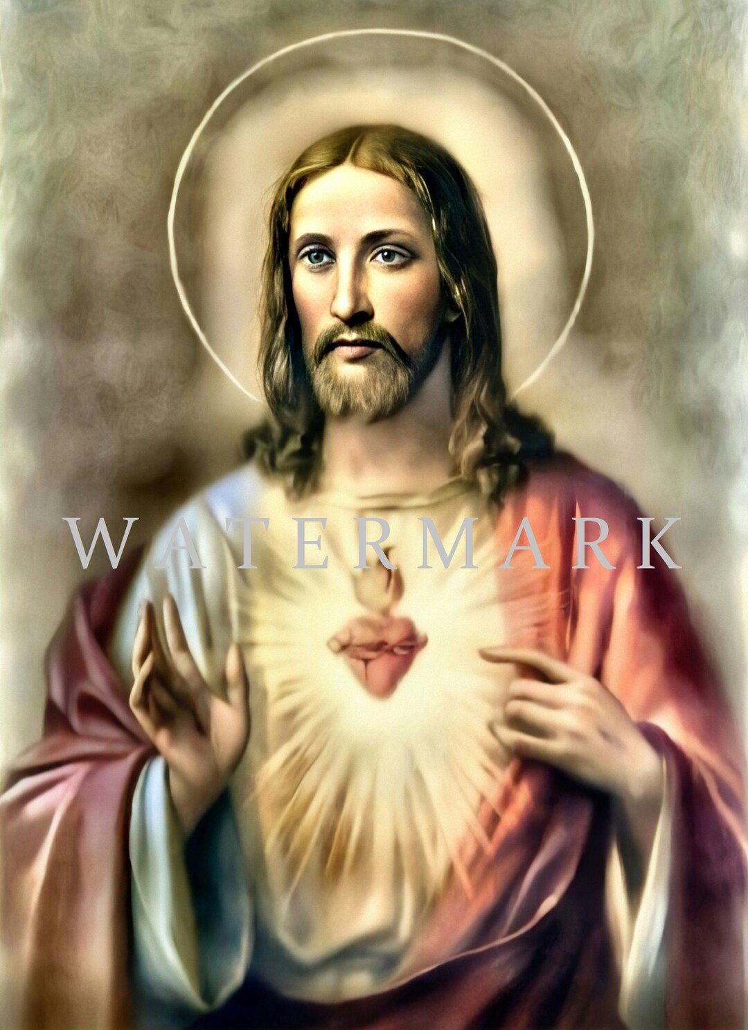 Most Sacred Heart of Jesus Custom Digital Oil Painting DIGITAL DOWNLOAD ...
