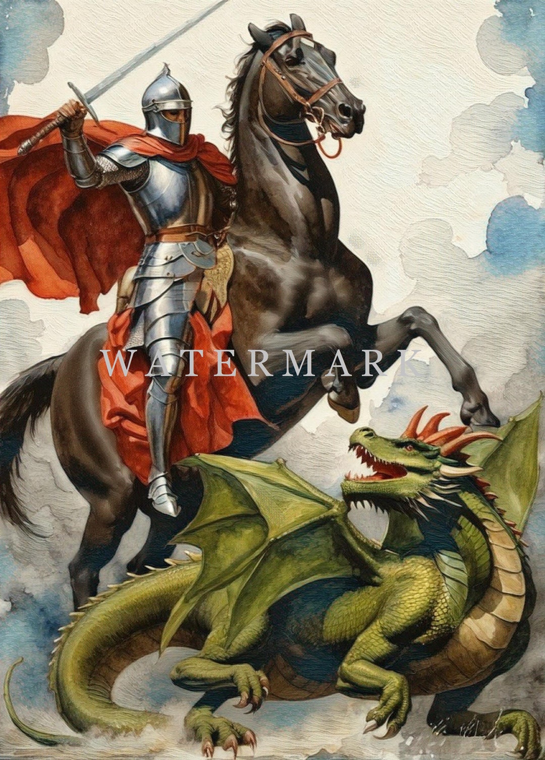 St. George the Dragon Slayer Custom Digital Oil Painting DIGITAL ...