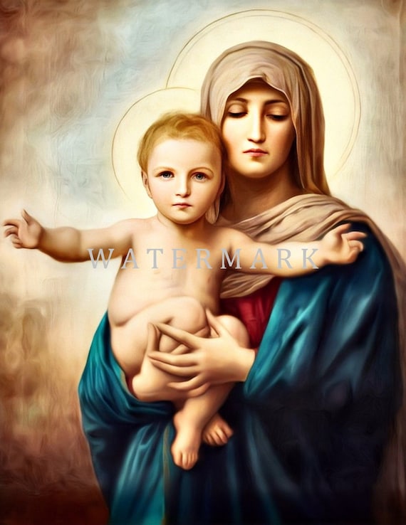 Virgin Mary Blessed Mother With Jesus Catholic Art 57 Off