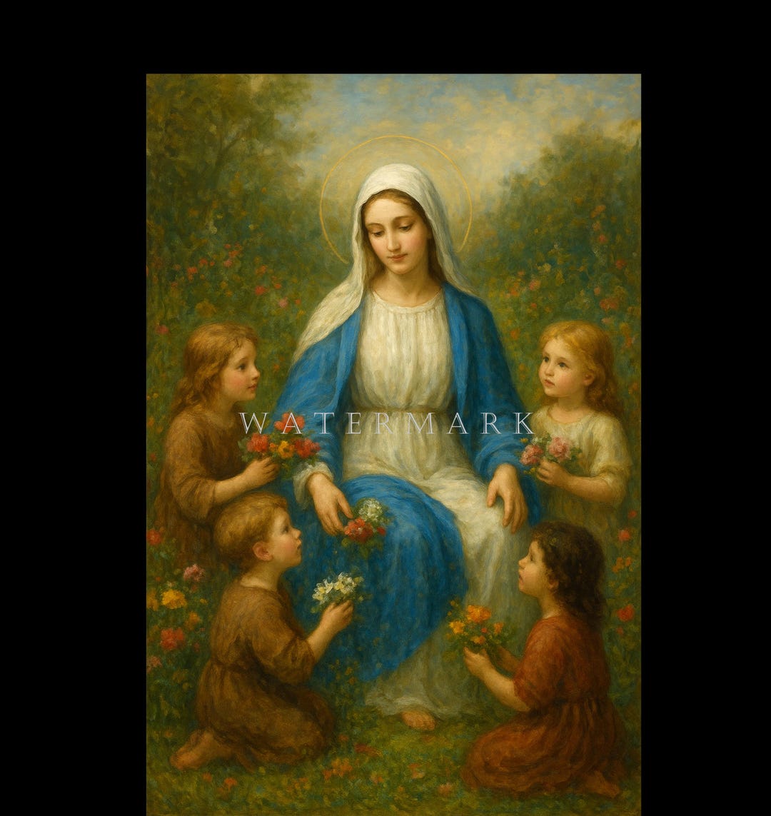 The Most Blessed Virgin Mary With Little Children Custom Digital Oil ...