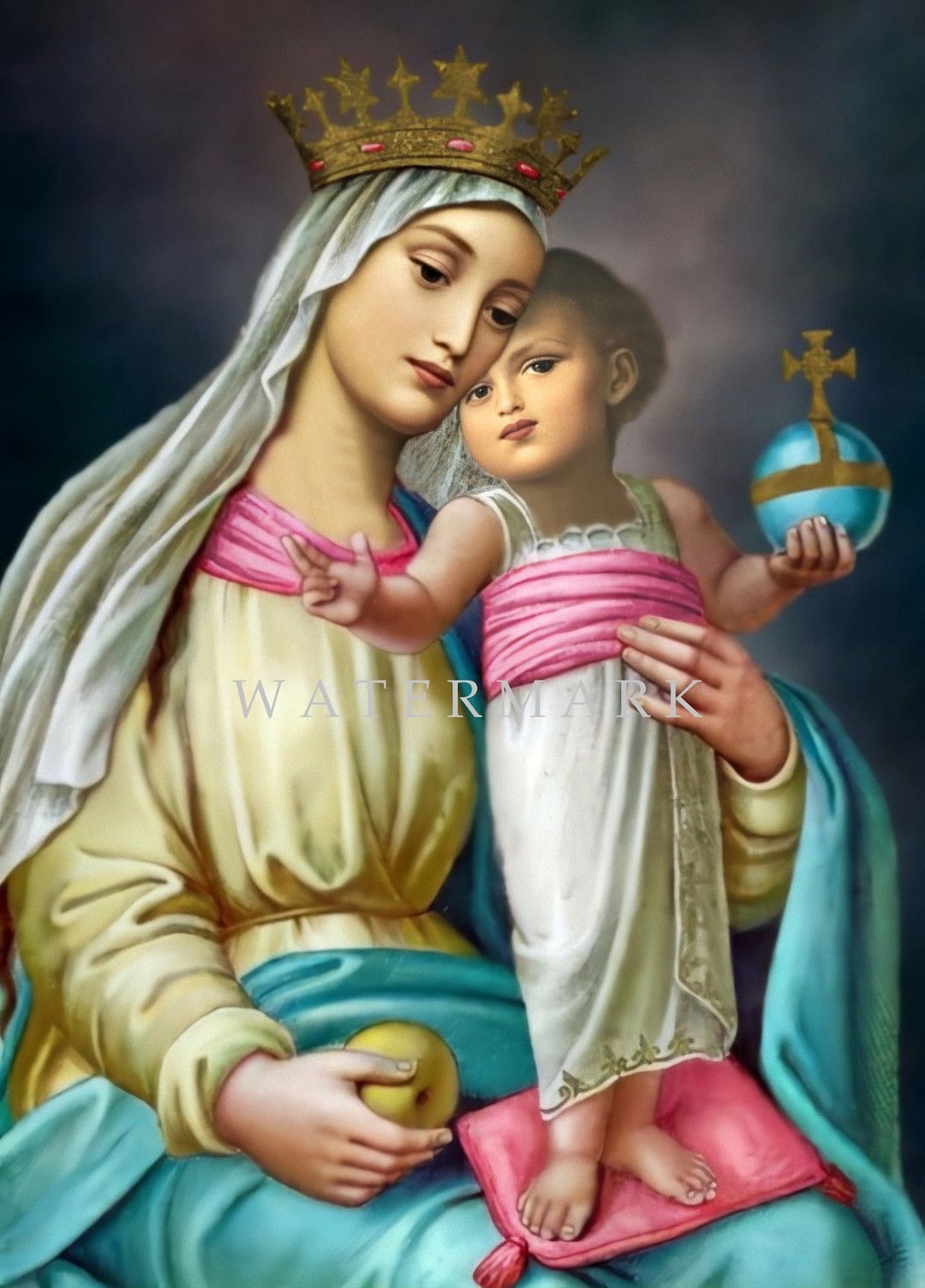 Mary, Mother of God Customized and Restored Digital Oil Painting ...