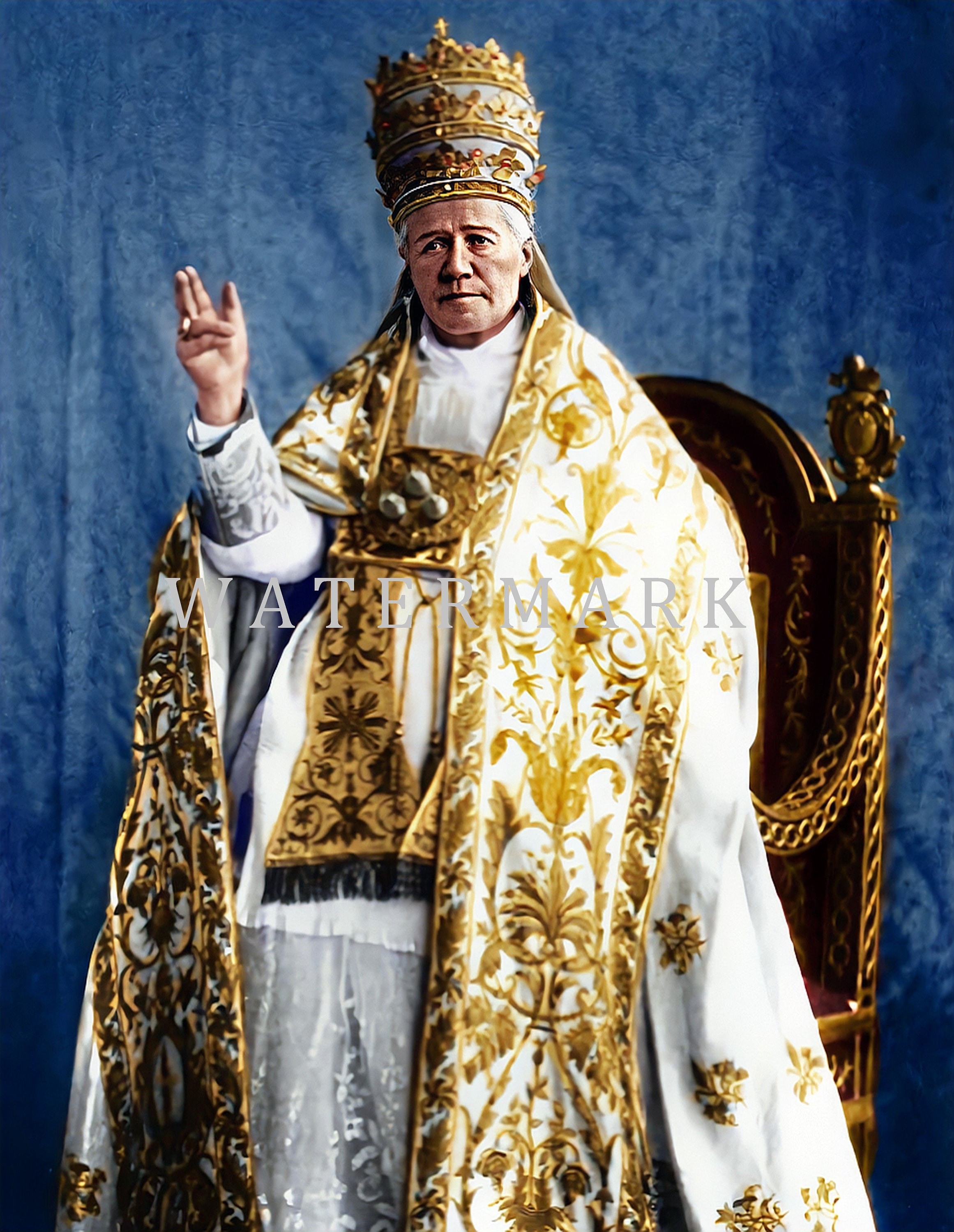 Custom Colorized Digital Photo Painting of Pope St. Pius X | Etsy
