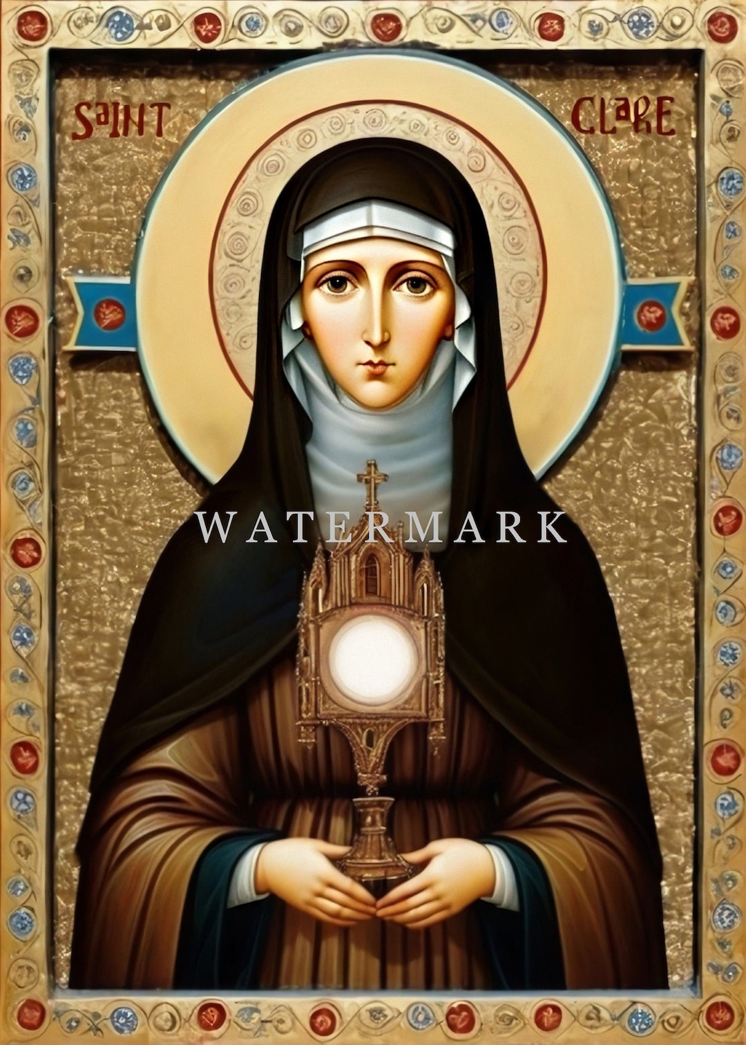 St. Clare of Assisi Custom Icon Digital Oil Painting DIGITAL DOWNLOAD ...