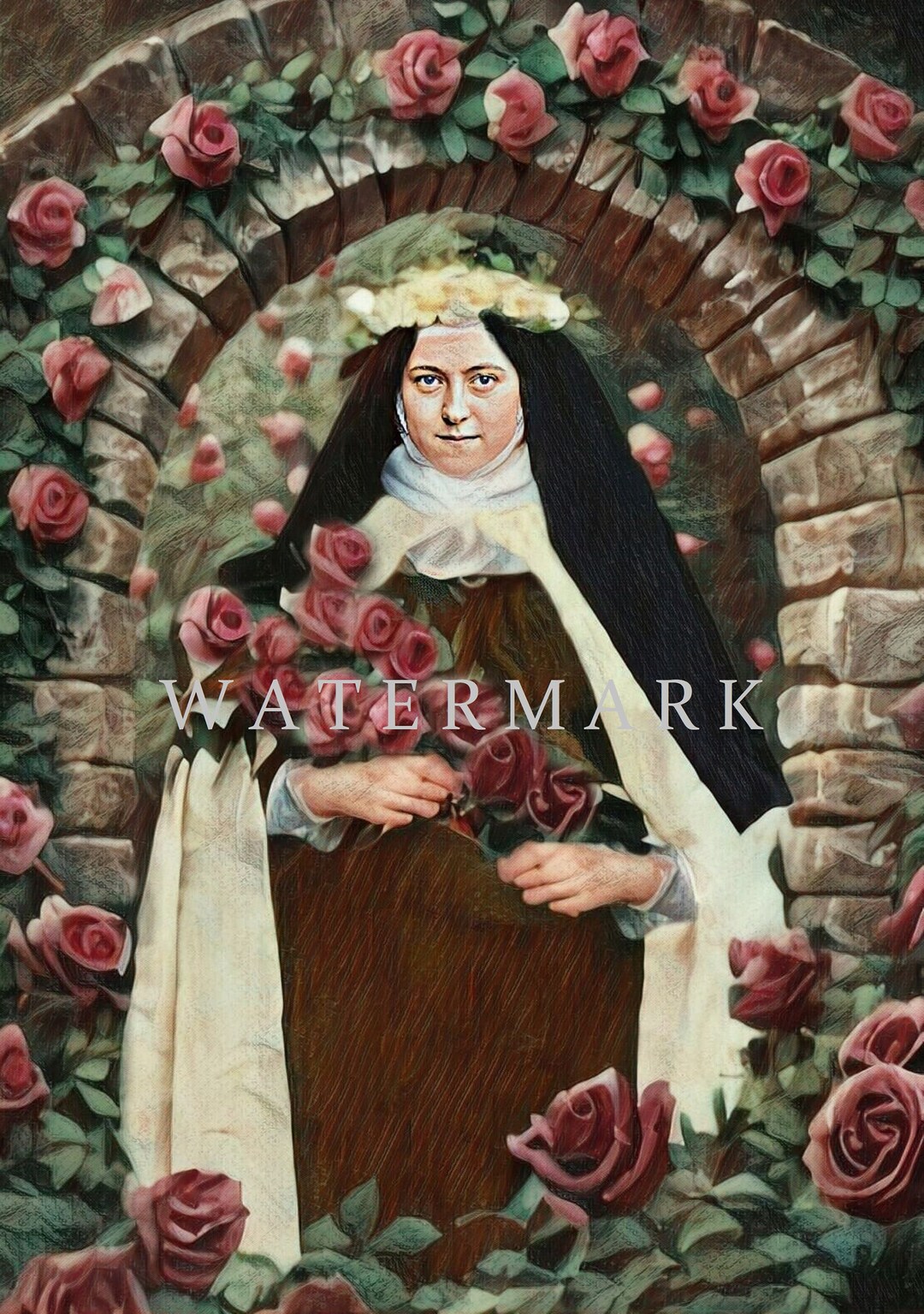 St. Therese of Lisieux the Little Flower Custom Digital Oil Painting ...