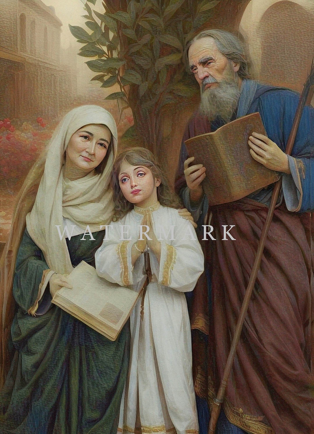 St. Anne and St. Joachim and the Child Mary Custom Digital Oil Painting ...