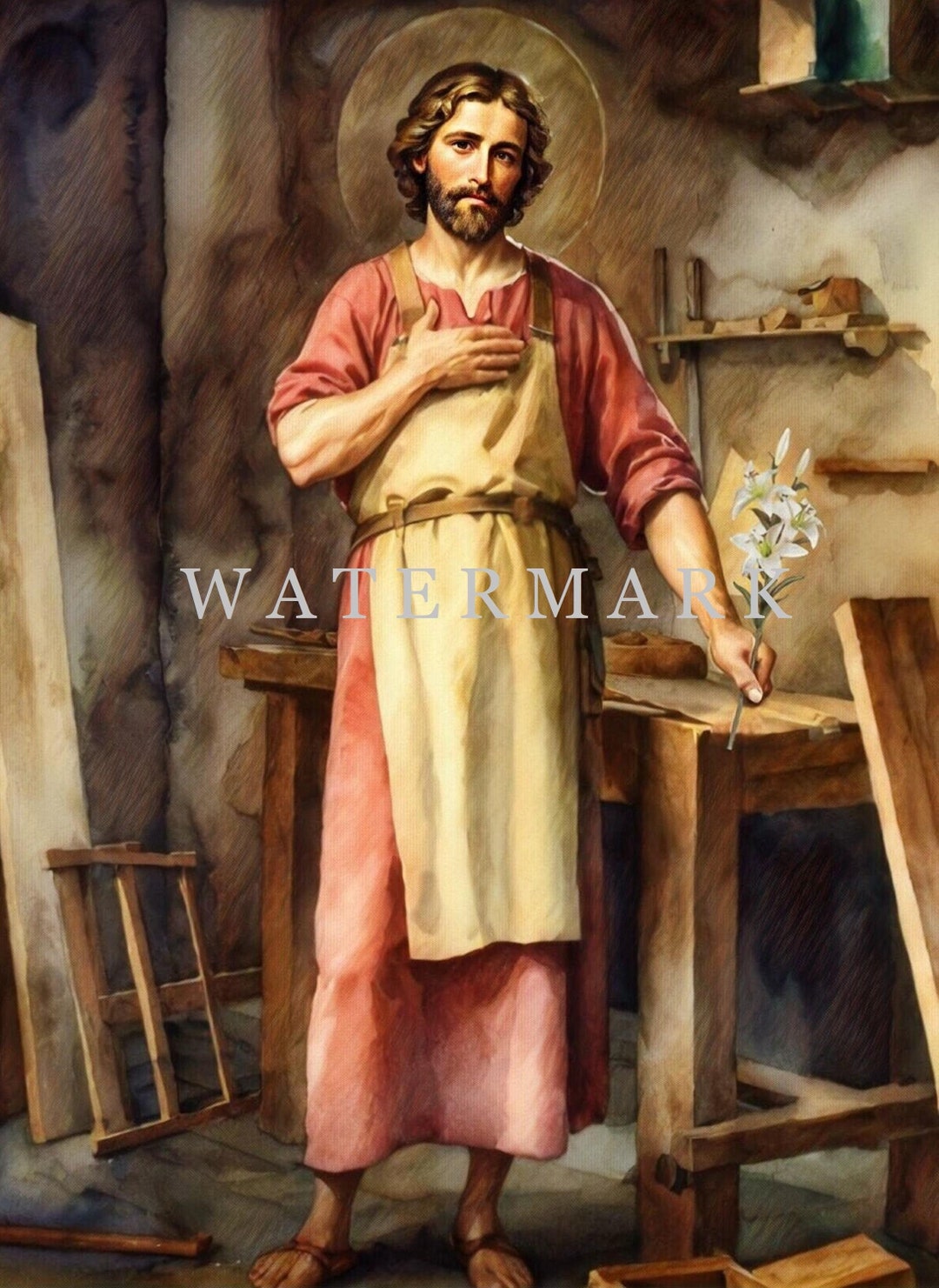 Custom DIGITAL DOWNLOAD Digital Oil Painting of St. Joseph the Worker ...