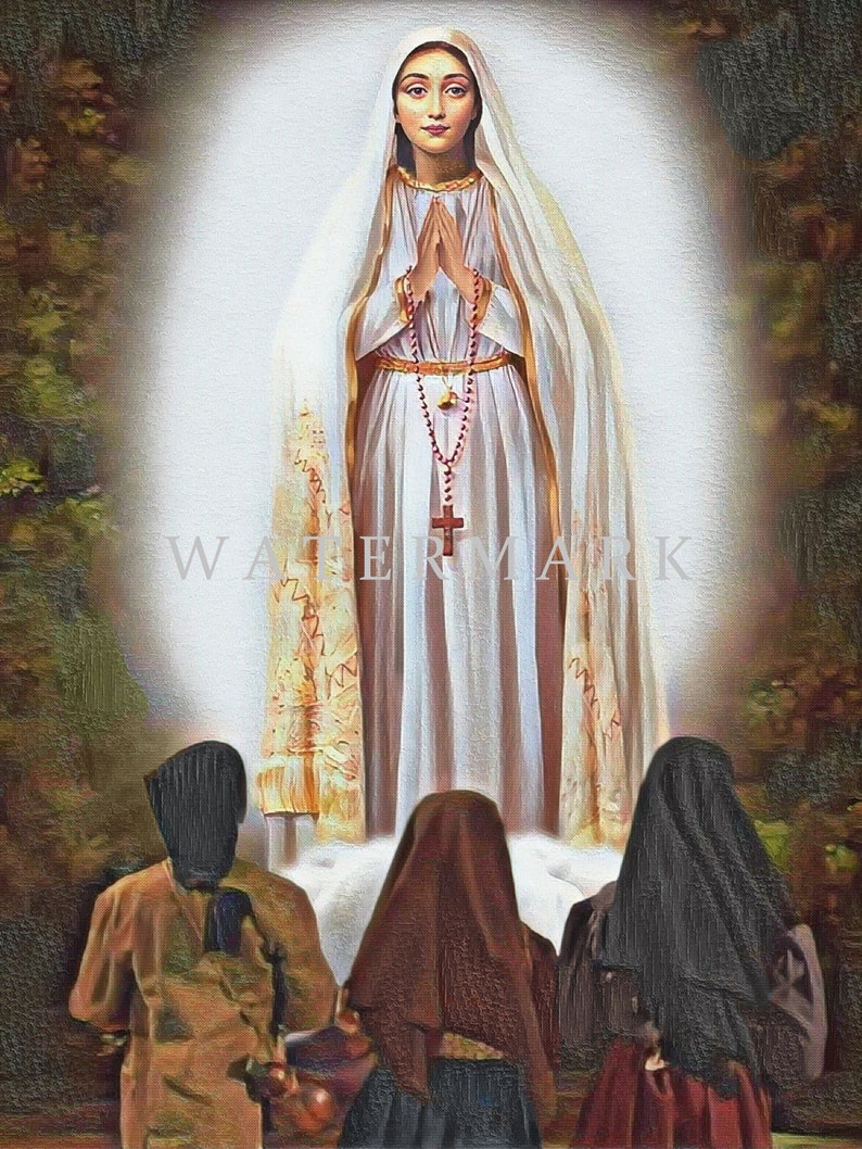 Our Lady of Fatima Custom Digital Oil Painting - Jacinta, Francisco and ...