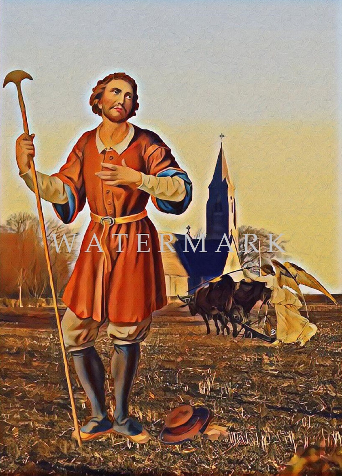 St. Isidore the Farmer DIGITAL DOWNLOAD Custom Digital Oil Painting - Etsy