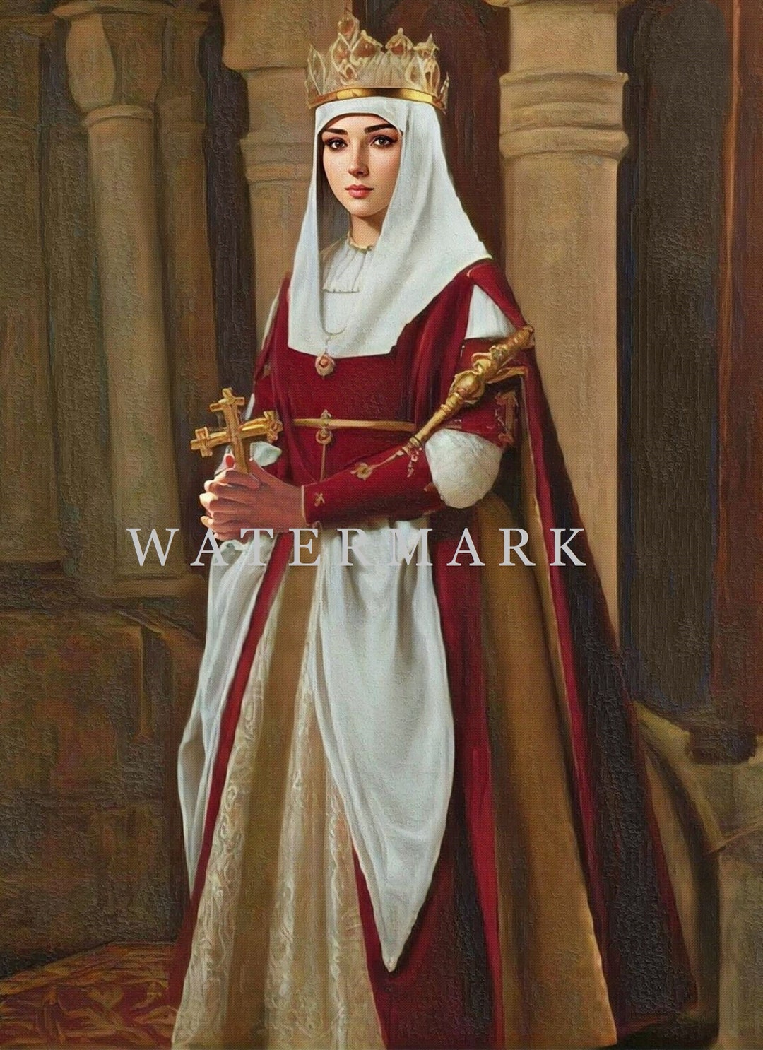 Servant of God Queen Isabella of Castille Spain Custom Digital Oil ...