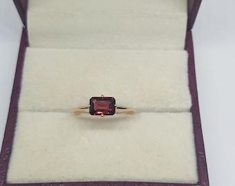 14k Solid Yellow Gold Natural Emerald Cut Rectangular Shaped | Etsy