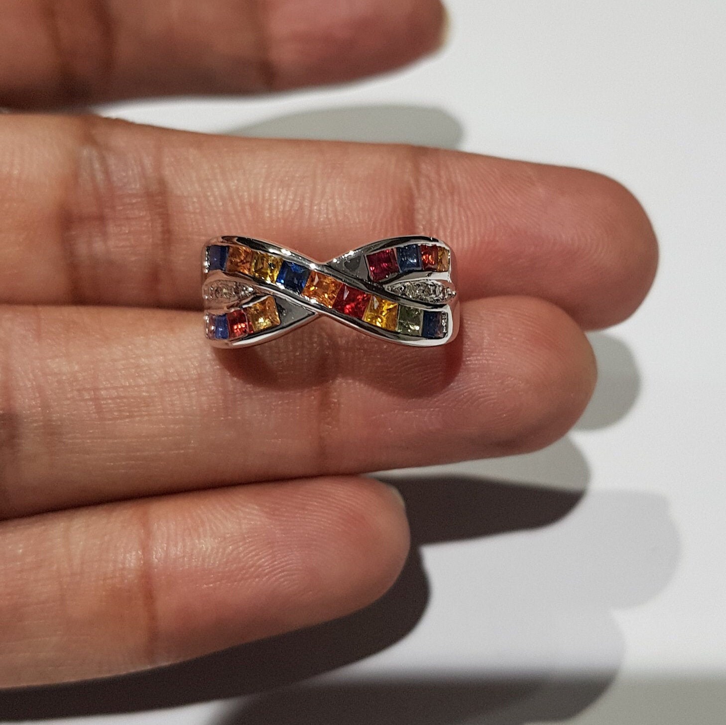 925 solid sterling silver rhodium plated natural princess cut | Etsy