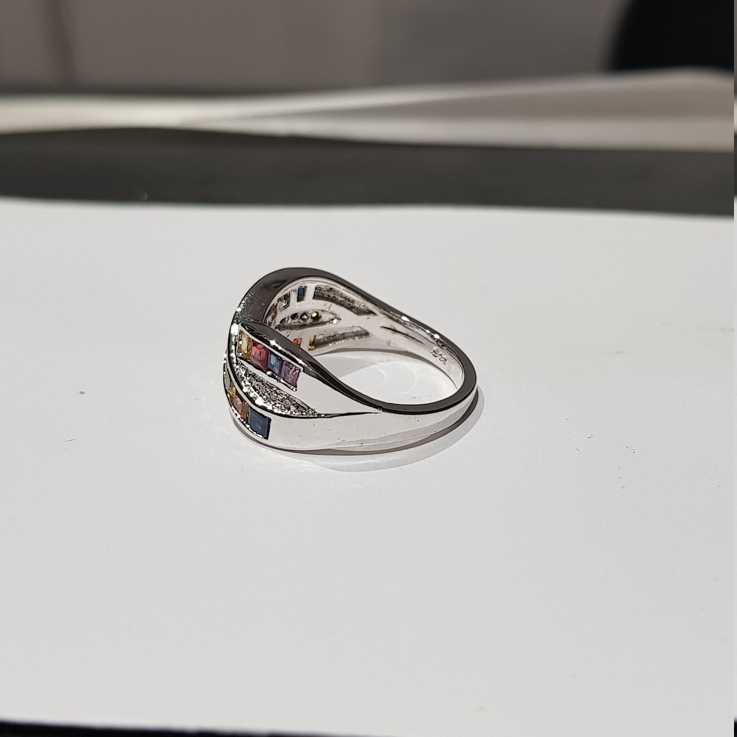 925 solid sterling silver rhodium plated natural princess cut | Etsy