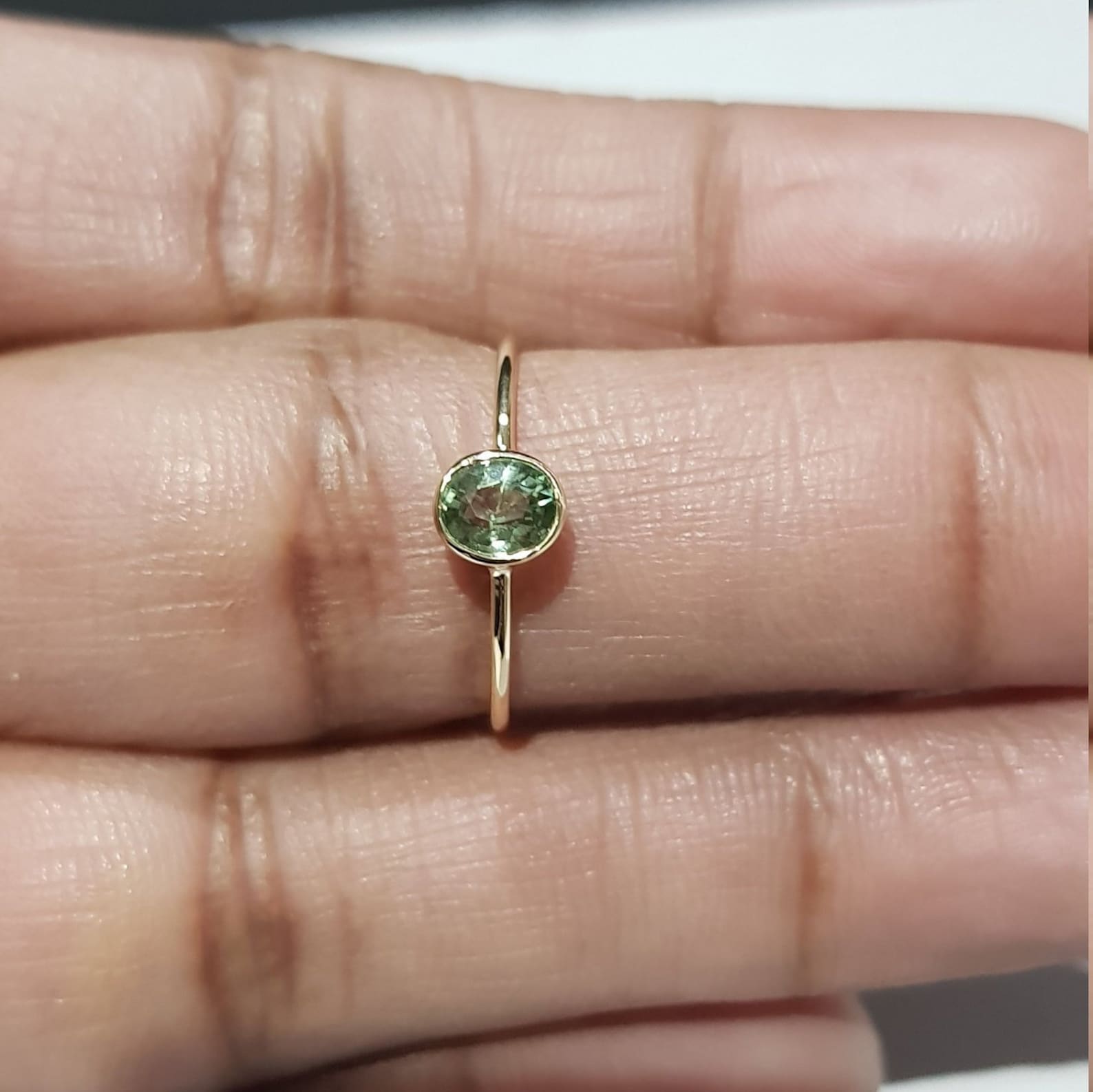 14k Solid Yellow Gold Natural Oval Shaped 5x4 Mm Green | Etsy