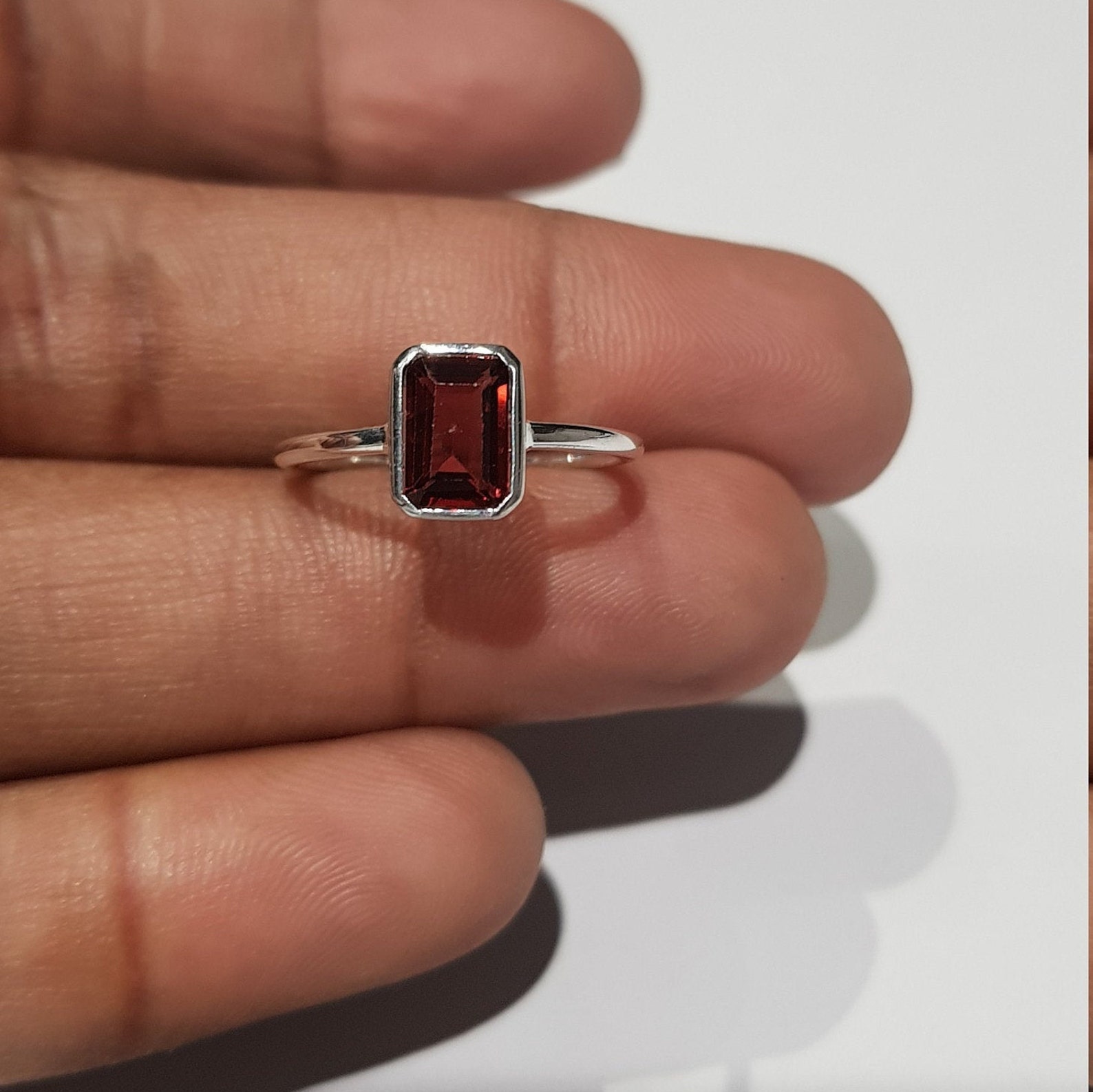 925 solid sterling silver rhodium plated natural emerald cut | Etsy