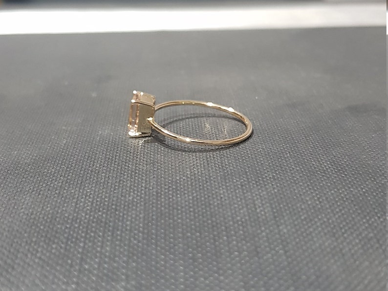 14k Solid Yellow Gold Natural Emerald Cut Rectangular Shaped Morganite ...