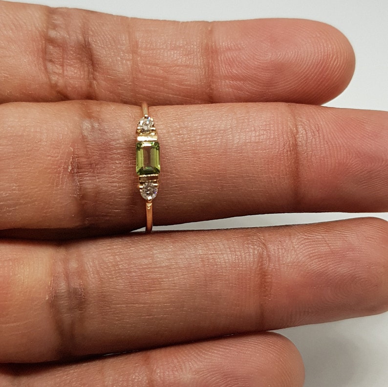 14k Solid Yellow Gold Natural Emerald Cut Rectangular Shaped | Etsy