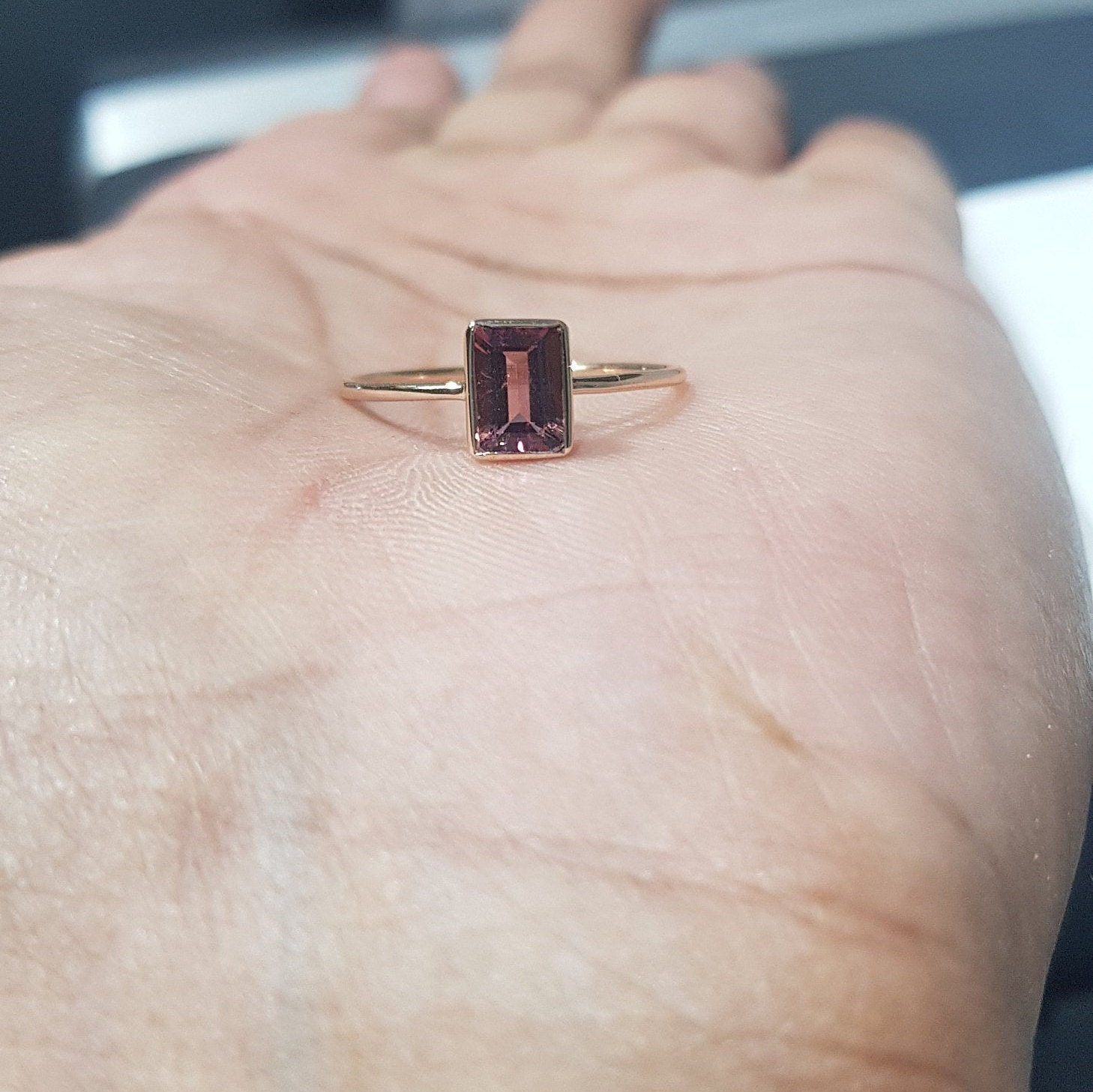 14k solid yellow gold natural emerald cut rectangular shaped | Etsy