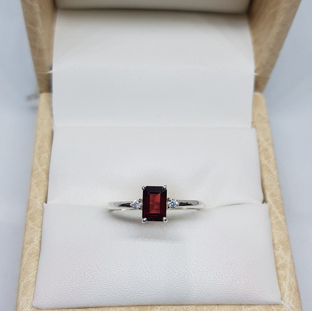 Garnet Ring / 14k Gold Garnet Ring / Diamond Garnet Ring / Dainty ...