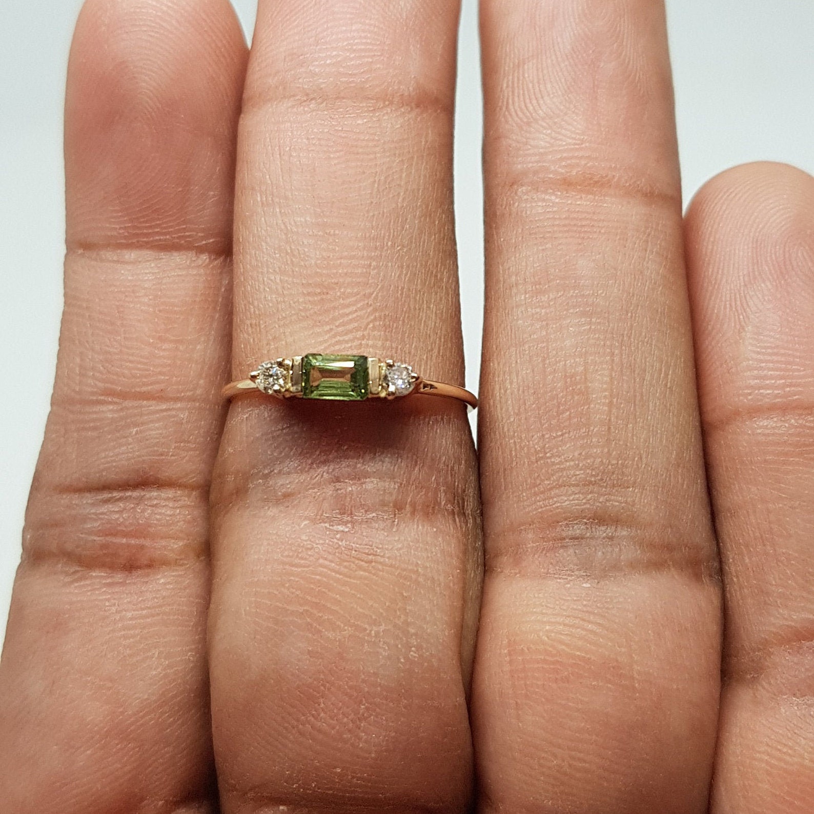 14k Solid Yellow Gold Natural Emerald Cut Rectangular Shaped - Etsy
