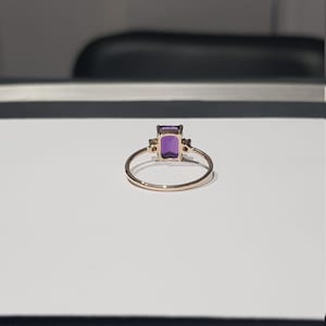 14k Solid Yellow Gold Natural Emerald Cut Rectangular Shaped Amethyst ...