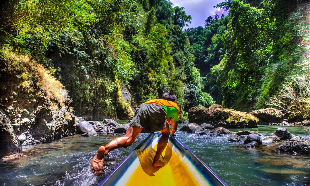 Photograph , Print, Philippines Laguna Water Falls Guide Pushing ...