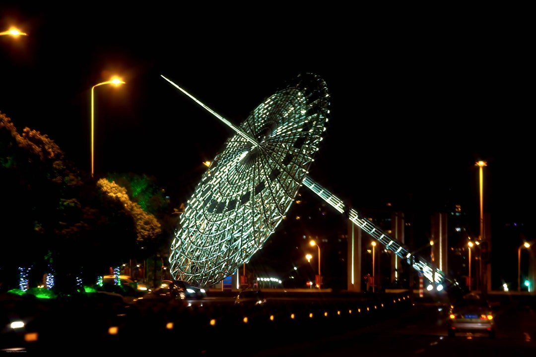 Photograph , Print, China- Sundial at Night Shanghai China. - Abstract ...