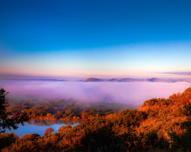 Photograph , Print, Texas Hill Country Early Morning Fog Over Lake LBJ ...