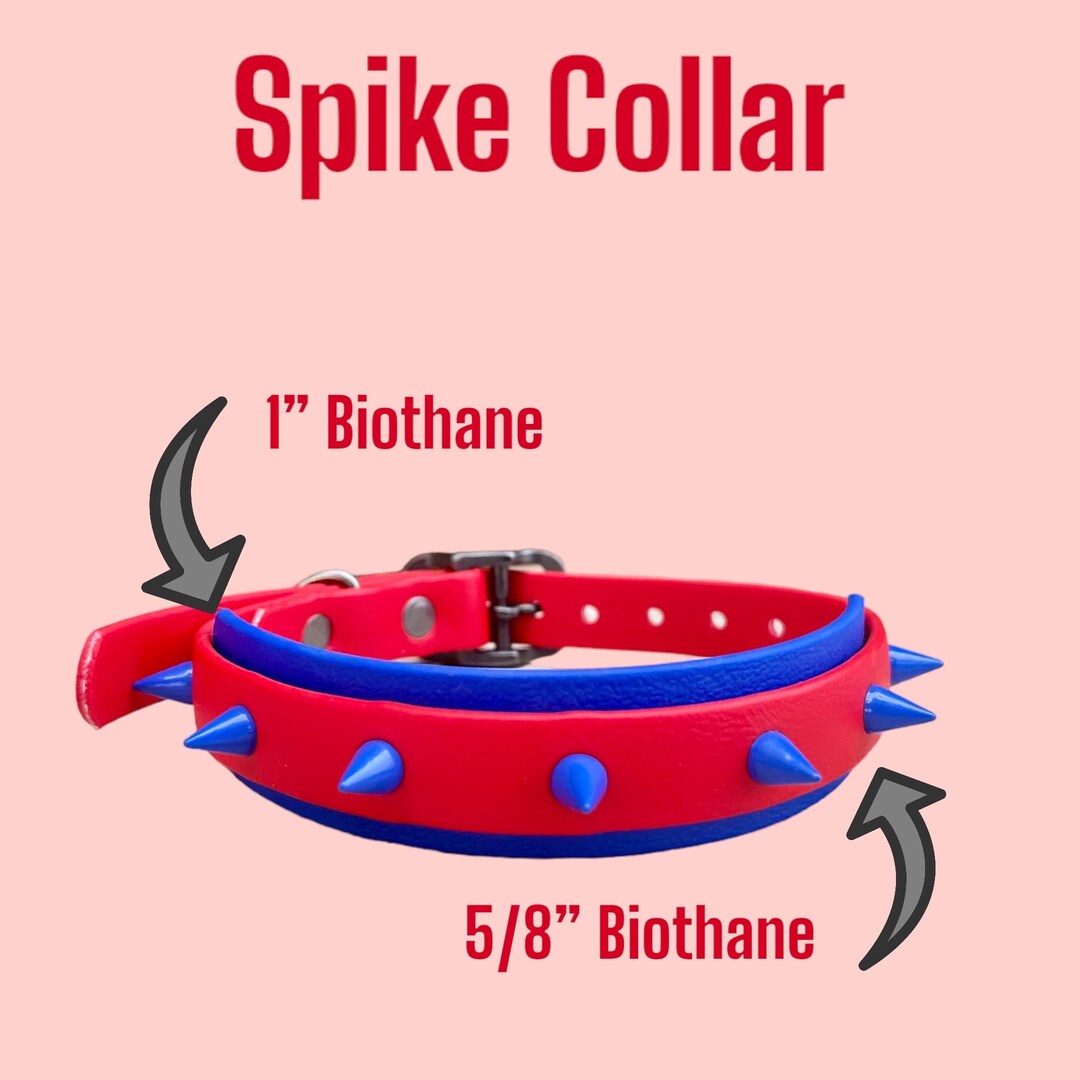 5/8 Layered Spike Collar Biothane Dog Collar Vegan Leather Adjustable 5 ...