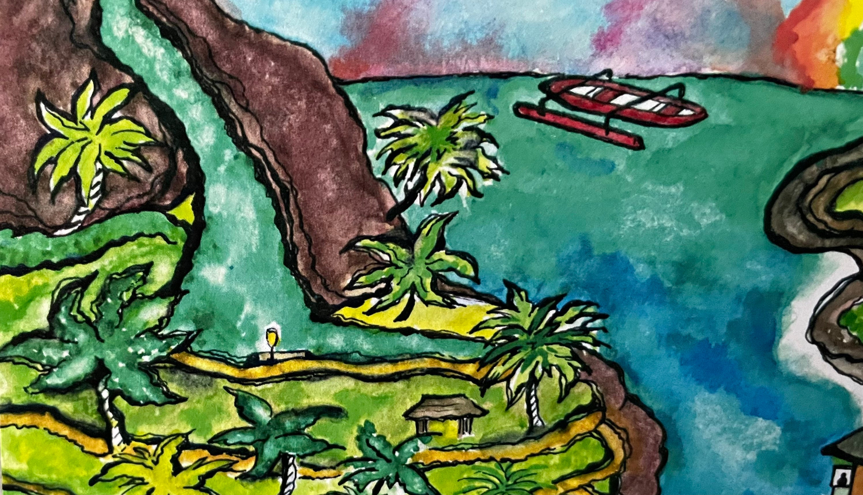 BALI Cards-indonesia”rainbows Over BALI” Original Watercolor-dianna ...
