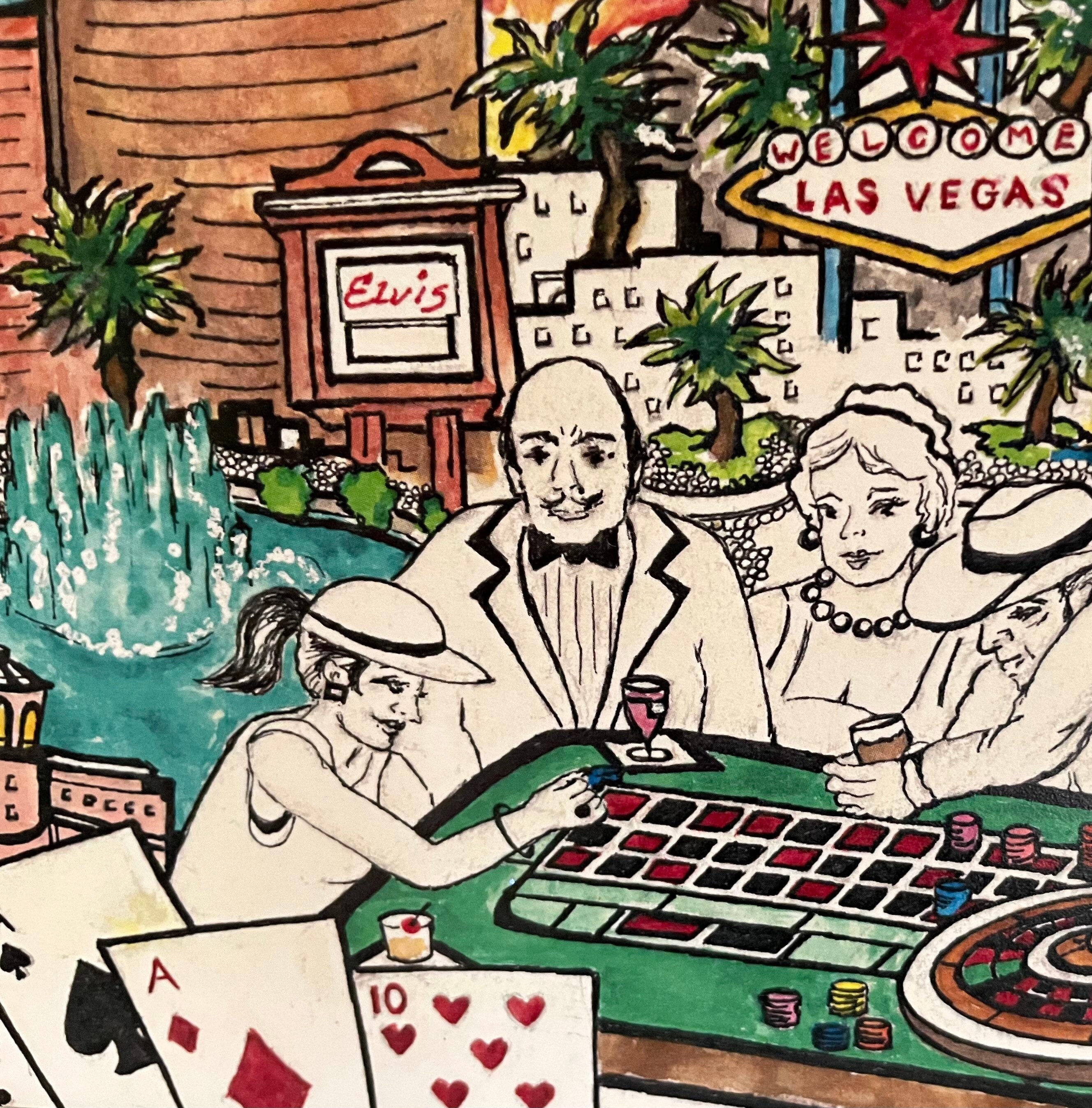LAS VEGAS Cards-four Cards-original Watercolor game of Chancedianna ...