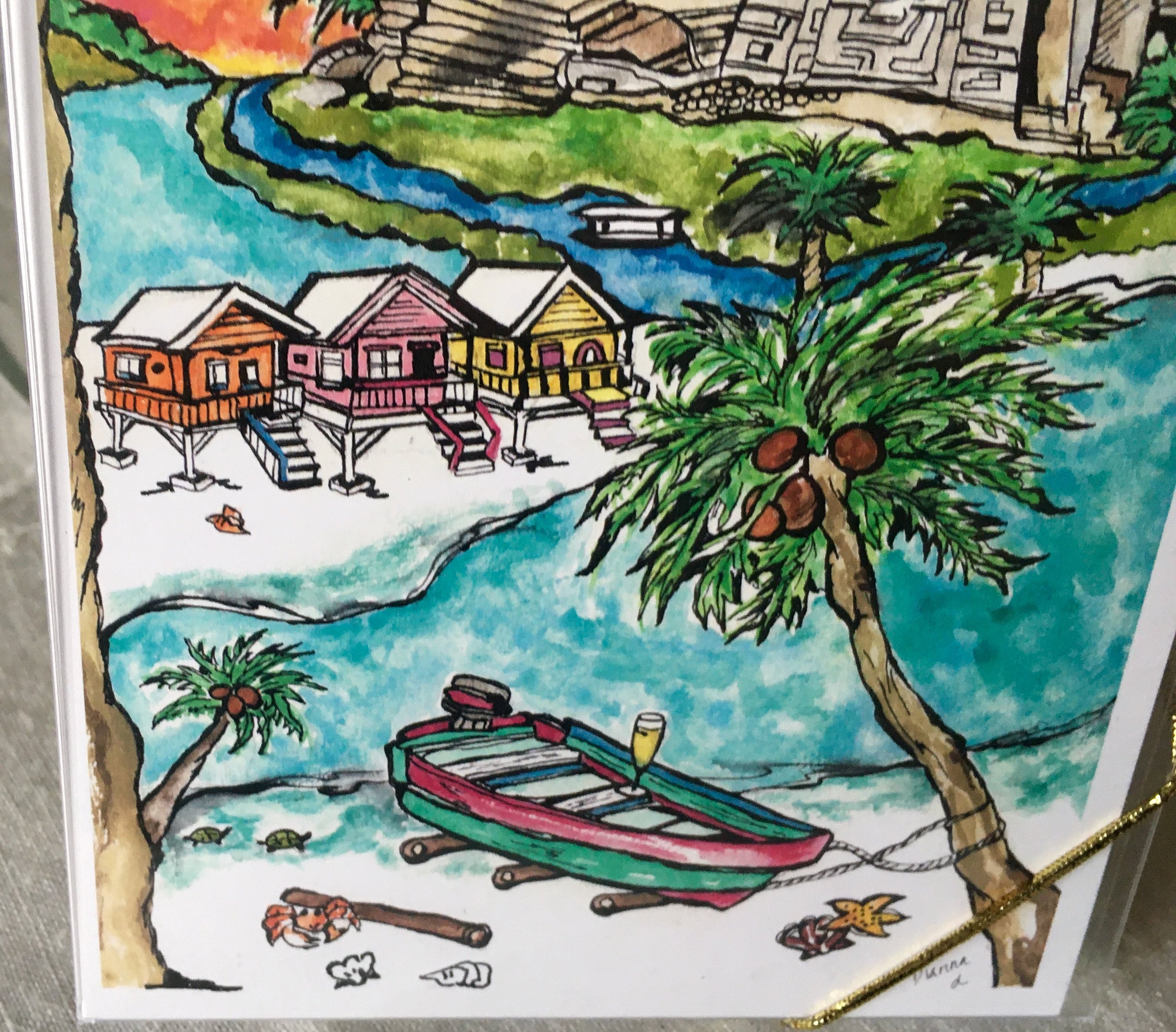 BELIZE-MAYAN Ruins Card-Masked Temple of LUMANAI-Original | Etsy