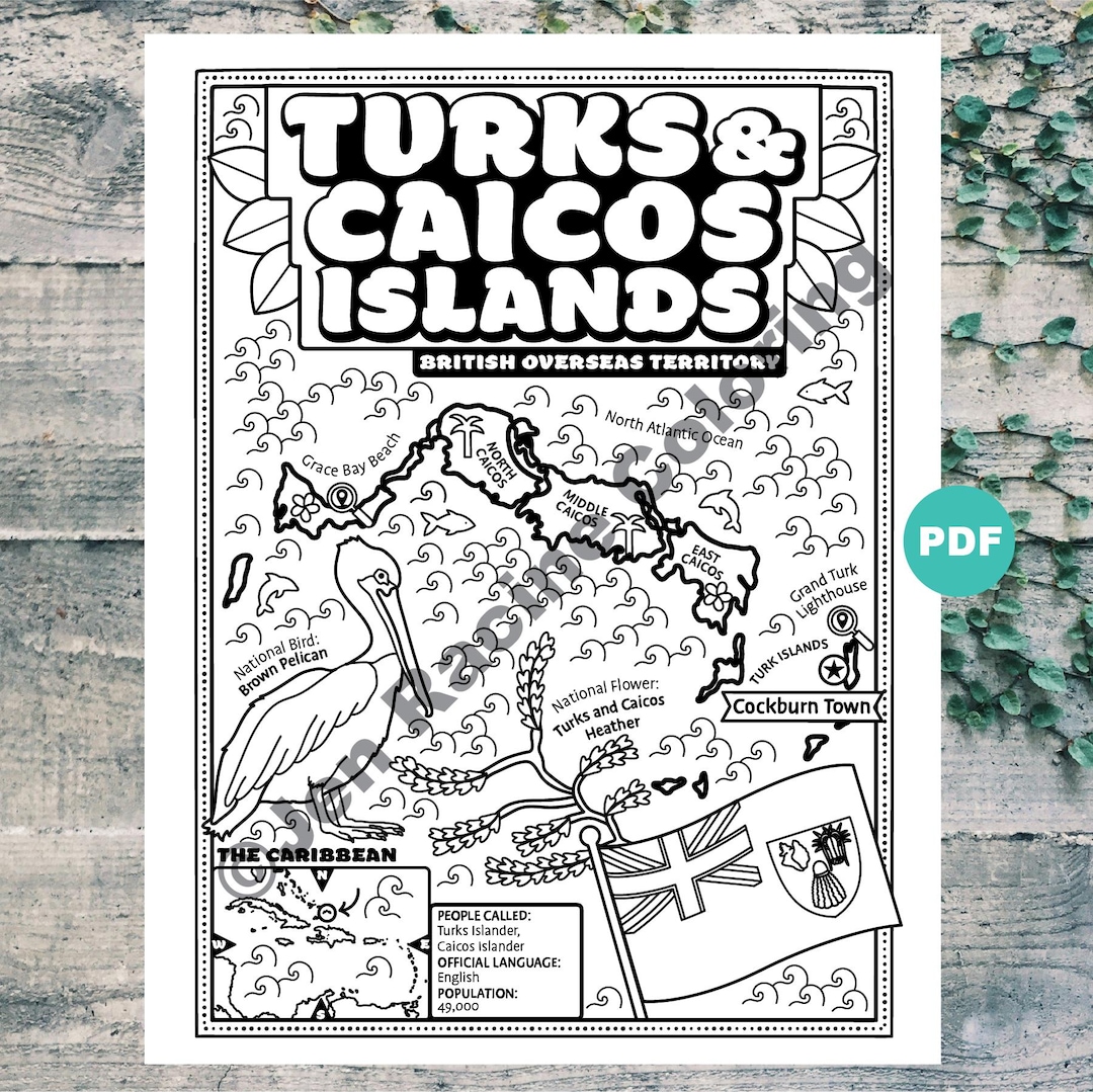 Turks & Caicos Islands Coloring Page, Geography of the Caribbean ...