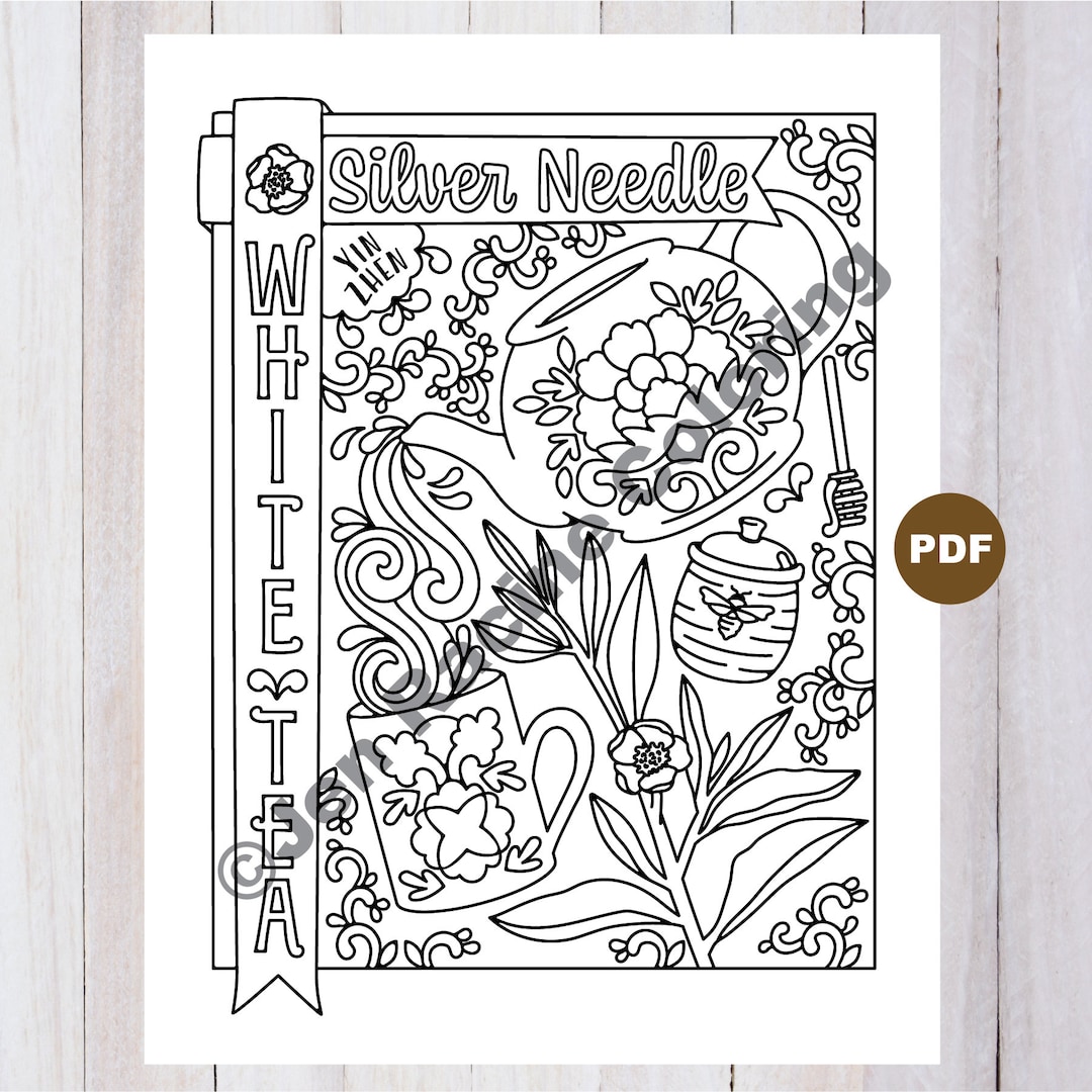 Silver Needle White Tea Coloring Page, Digital Download - Etsy