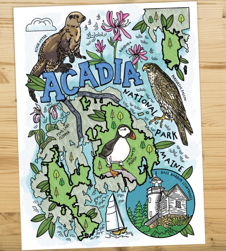 Acadia National Park Coloring Page - Etsy