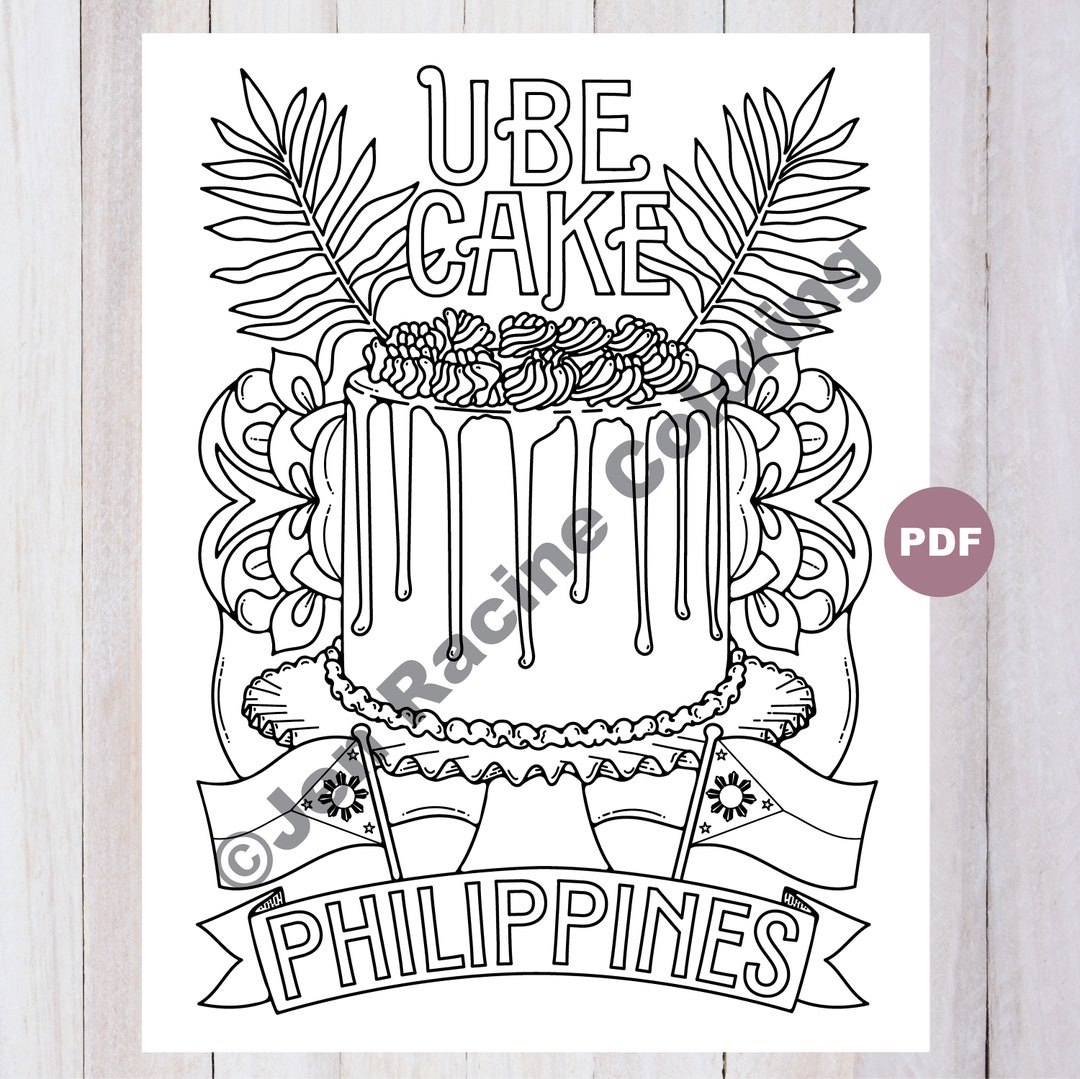 Ube Cake Coloring Page, Philippines, A World of Cake, Digital Download ...