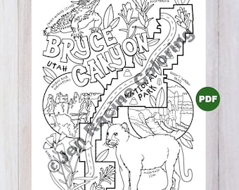 Bryce Canyon National Park Coloring Page - Etsy