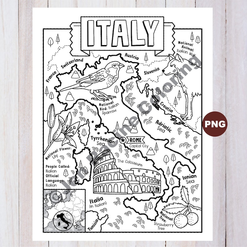 Italy Map - Etsy