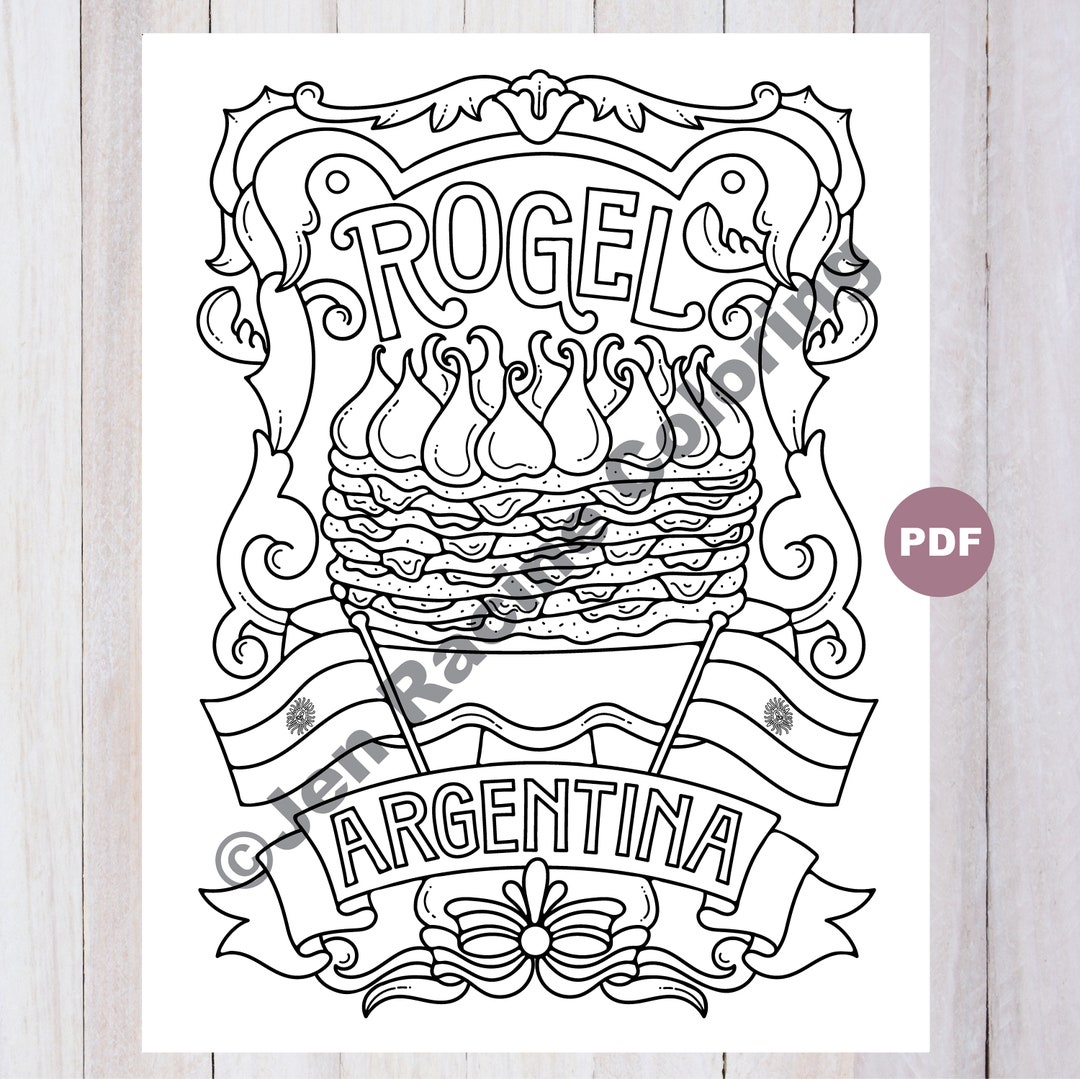 Rogel Coloring Page, Argentina, A World of Cake, Digital Download ...