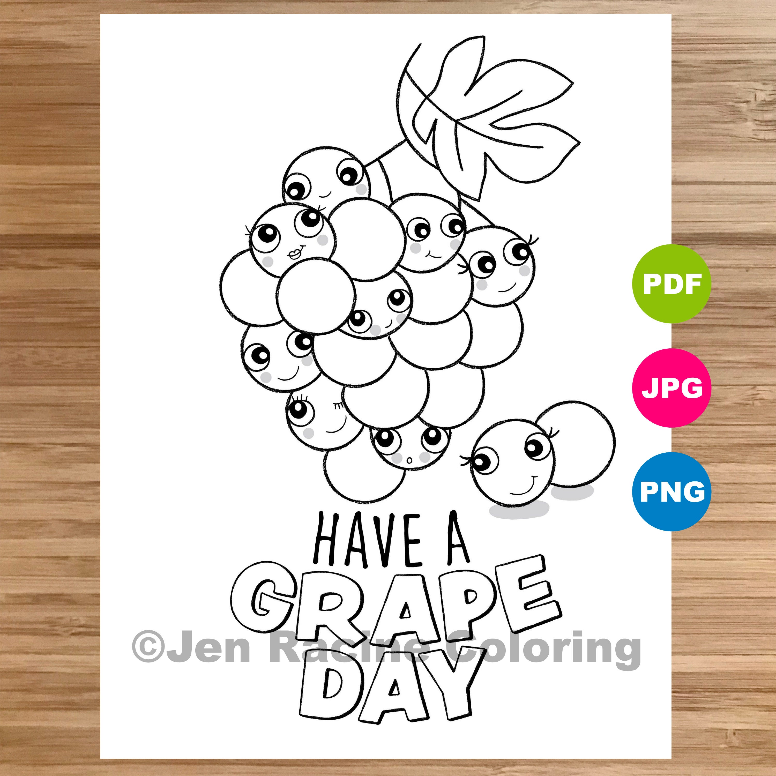 Have A Grape Day Coloring Page Funny Puns Coloring Page for - Etsy