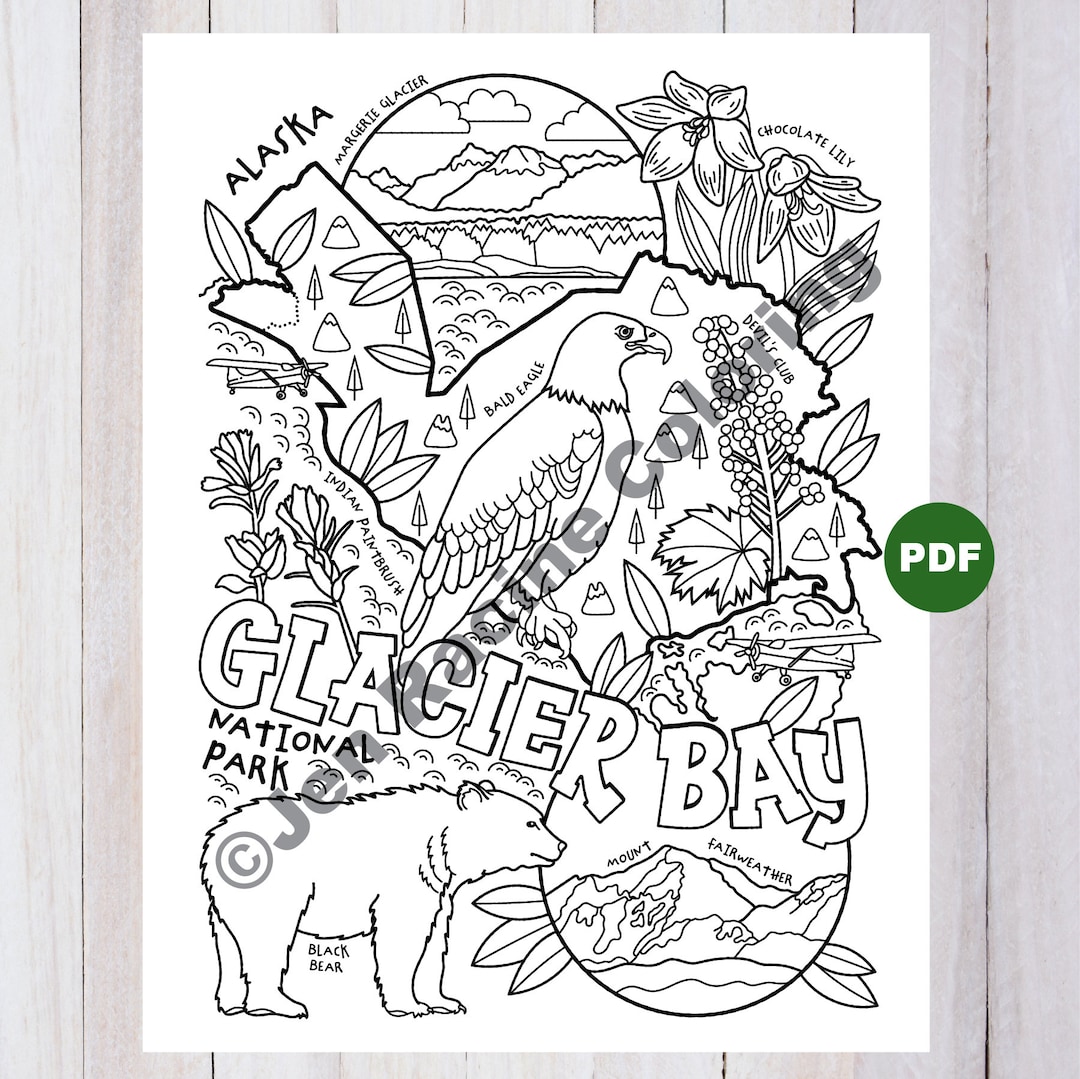 Glacier Bay National Park Coloring Page - Etsy