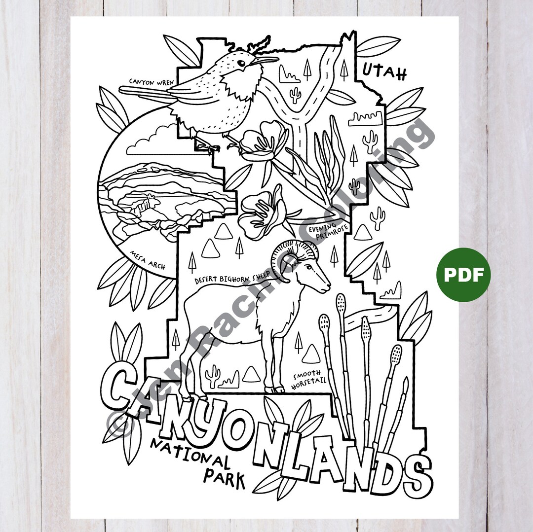 Canyonlands National Park Coloring Page - Etsy