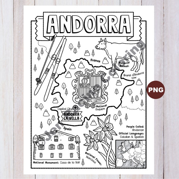 Andorra Coloring Page Geography of Europe Digital Download - Etsy