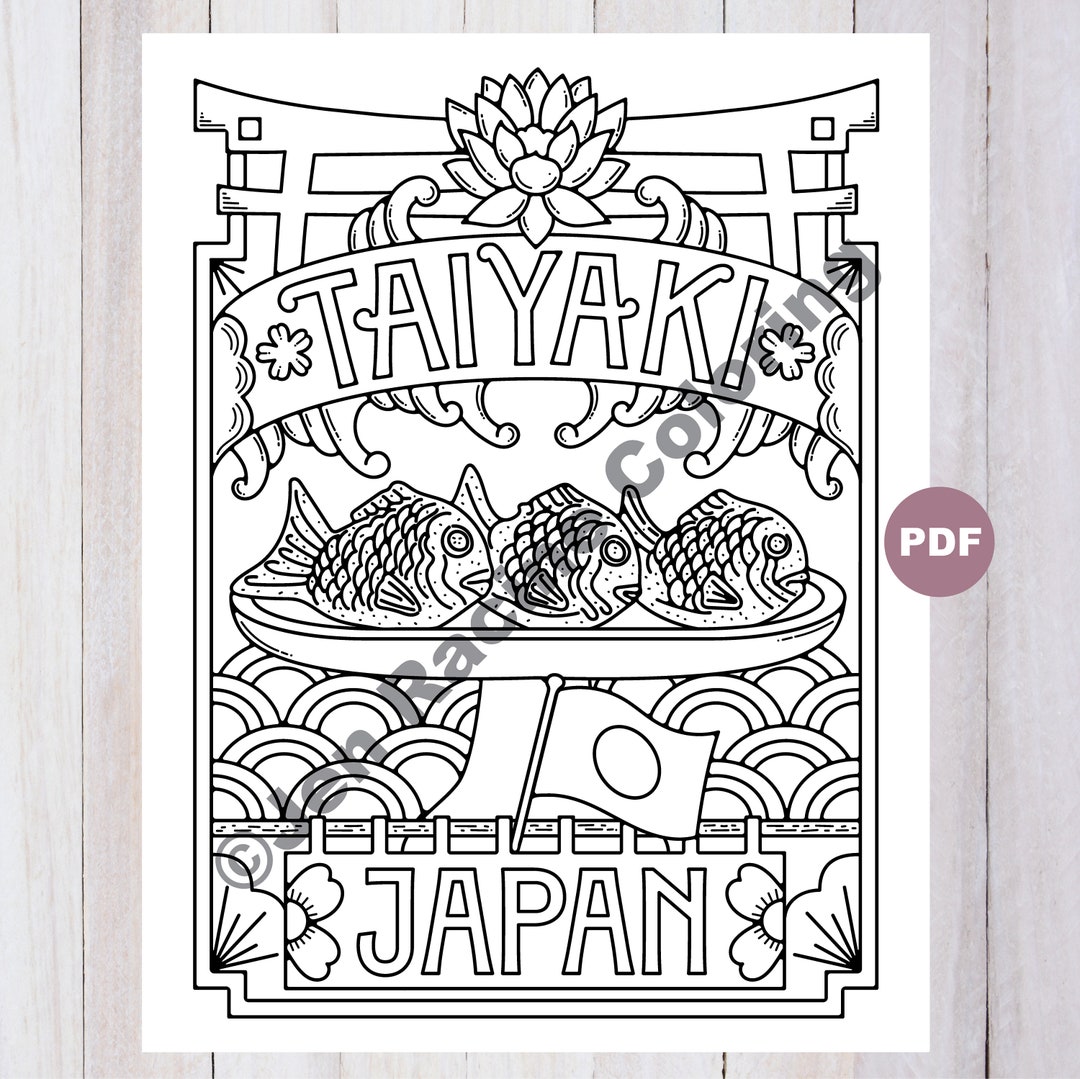 Taiyaki Coloring Page, Japan, A World of Cake, Digital Download ...