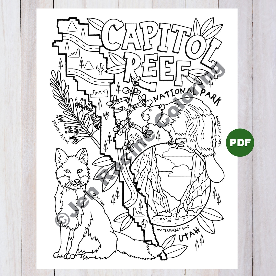 Capitol Reef National Park Coloring Page - Etsy