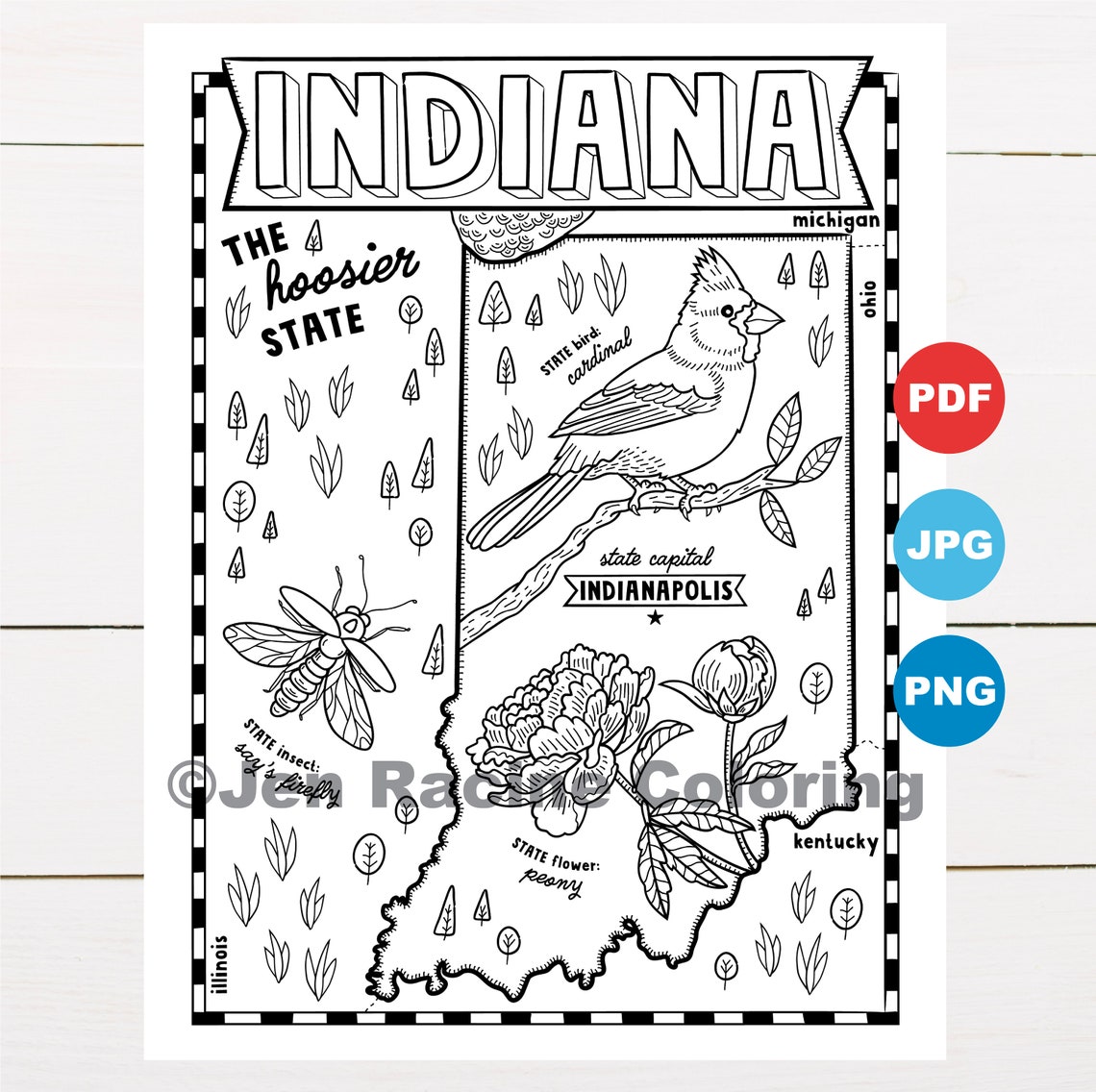 Indiana State Coloring Page Coloring Pages